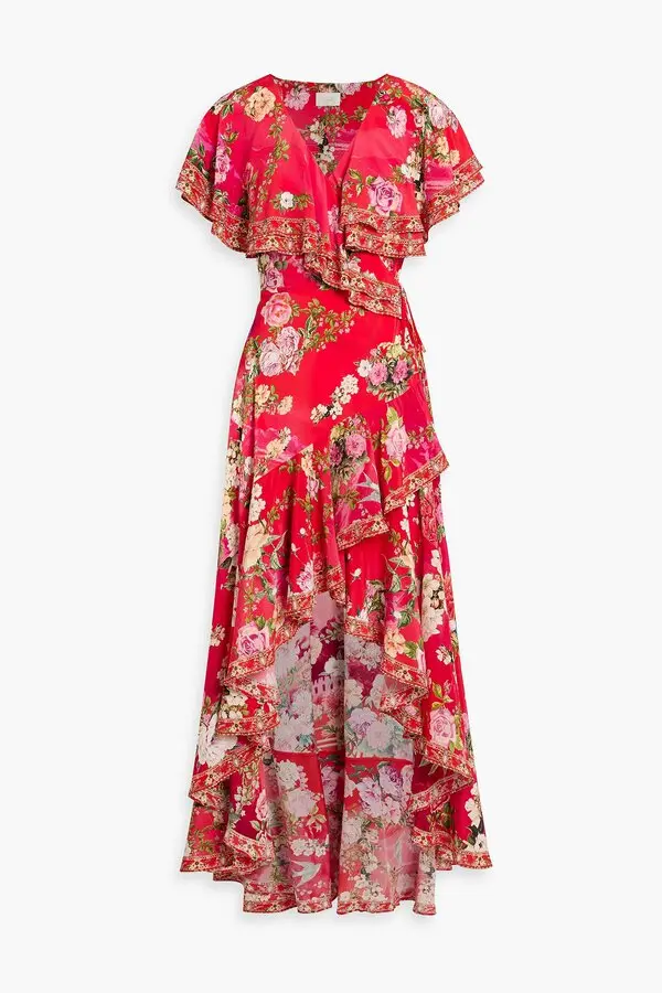 Camilla Crystal-embellished Floral-print Maxi Wrap Dress - Red