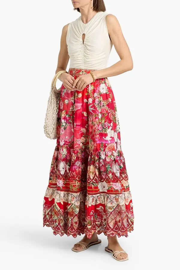Camilla Floral-print Linen Maxi Skirt