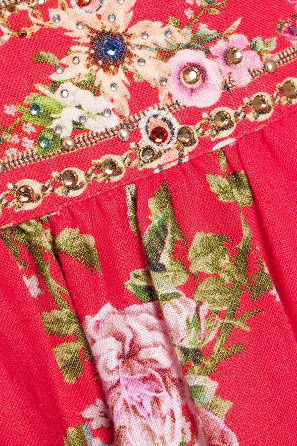 Camilla Floral-print Linen Maxi Skirt
