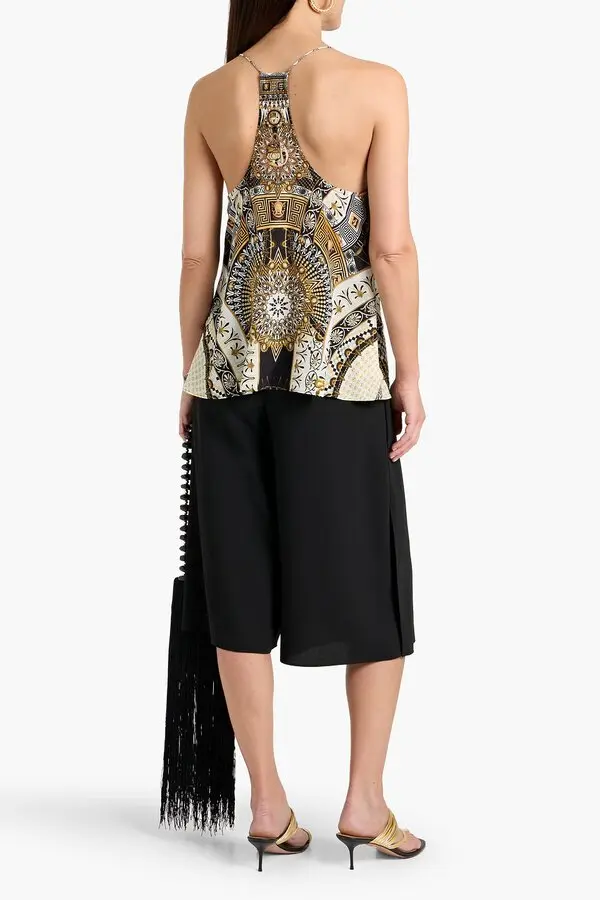 Camilla Crystal-embellished Printed Silk Crepe De Chine Top