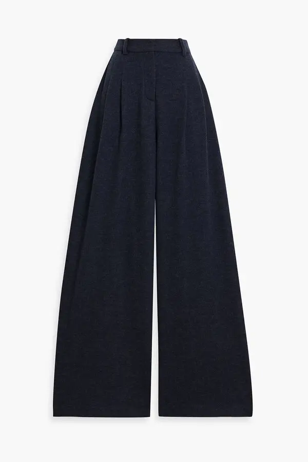 Simkhai Leroy Pleated Felt Wideleg Pants - Navy