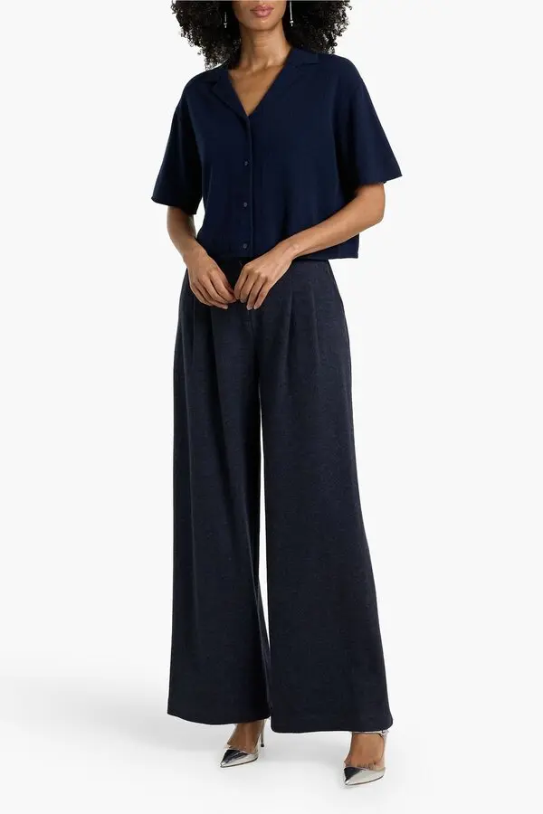 Simkhai Leroy Pleated Wide-leg Pants - Navy