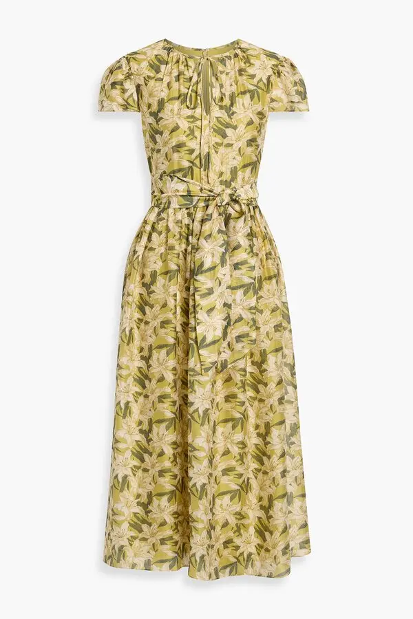 MIKAEL AGHAL Floral-print Voile Midi Dress - Leaf Green