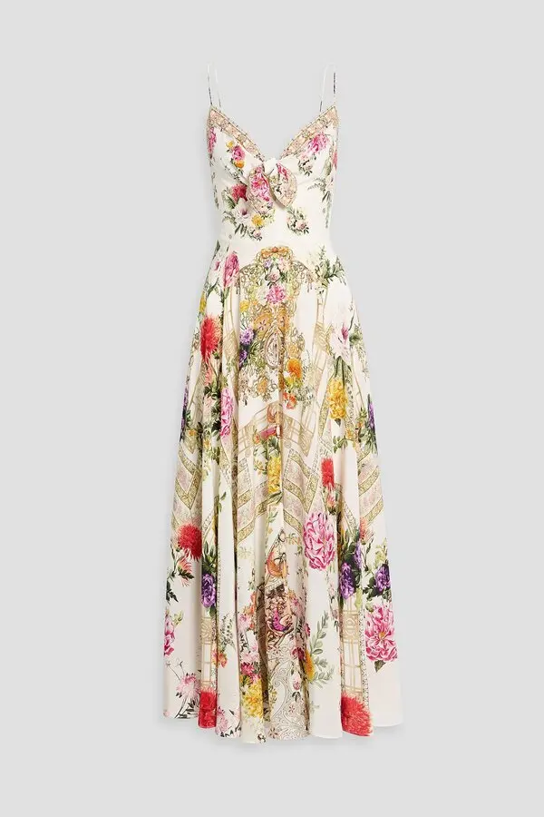 Camilla Crystal-embellished Printed Silk Maxi Dress - Off-white