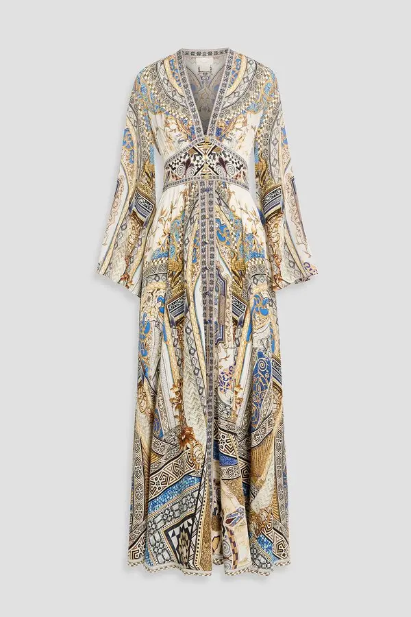 Camilla Crystal-embellished Printed Maxi Dress - Ecru