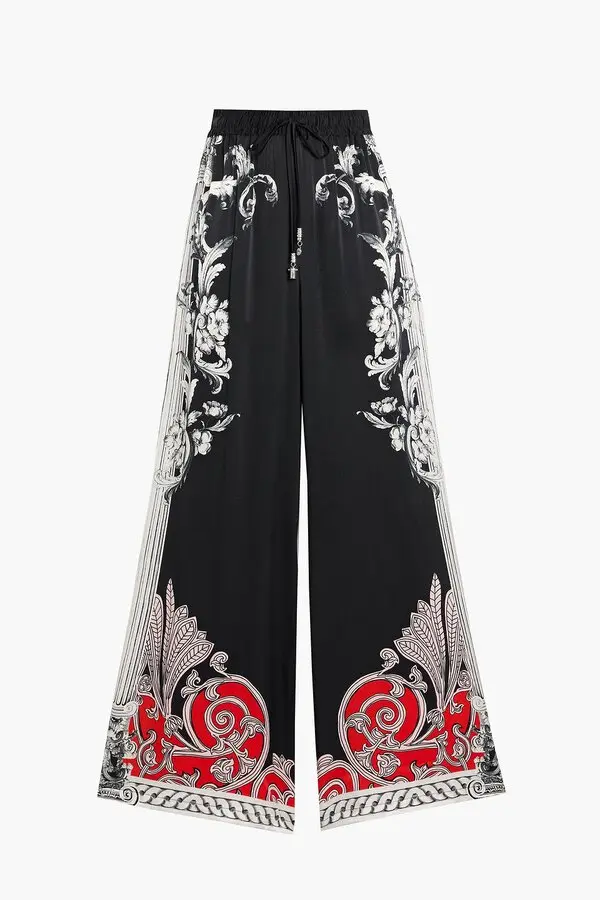Camilla Printed Wide-leg Silk-satin Pants