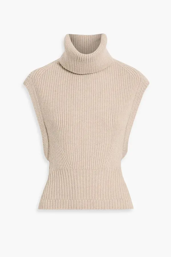 Simkhai Maple Ribbed Wool-blend Turtleneck Vest - Beige