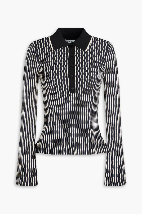 Simkhai Striped Knitted Top - Black