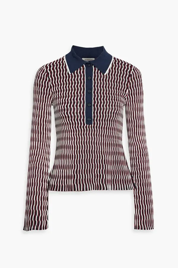 Simkhai Coleen Striped Jacquard-knit Top - Claret