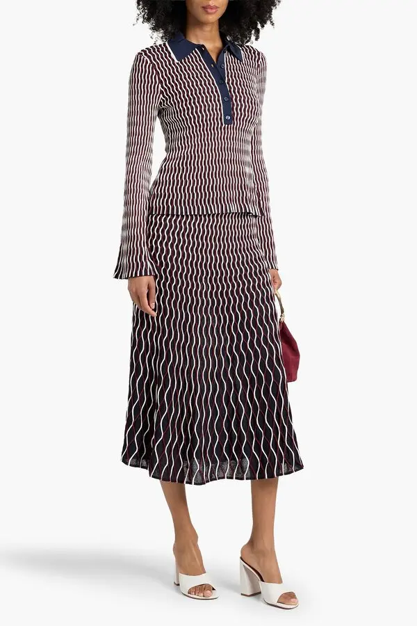 Simkhai Coleen Striped Jacquard-knit Top - Claret