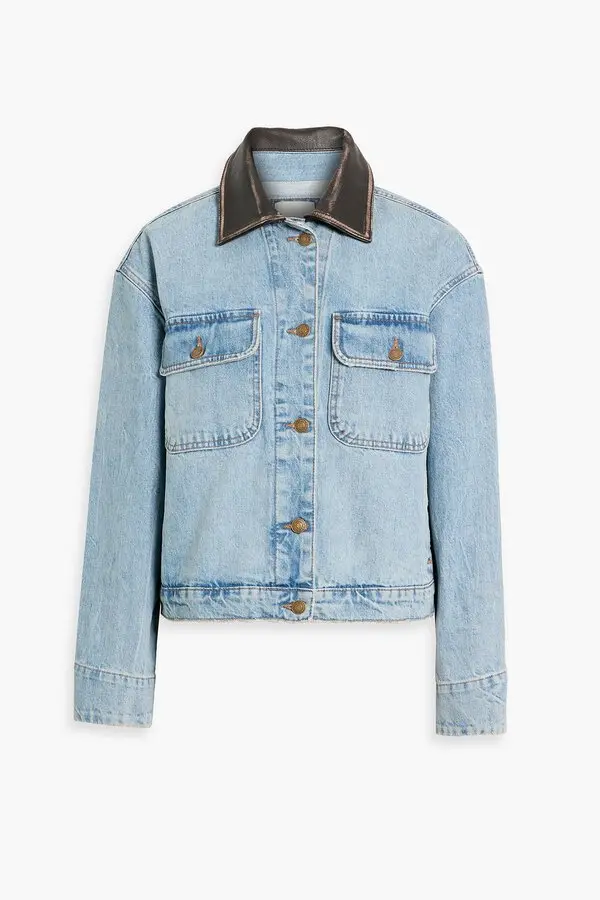 Simkhai Philo Leather-trimmed Denim Jacket - Light Denim