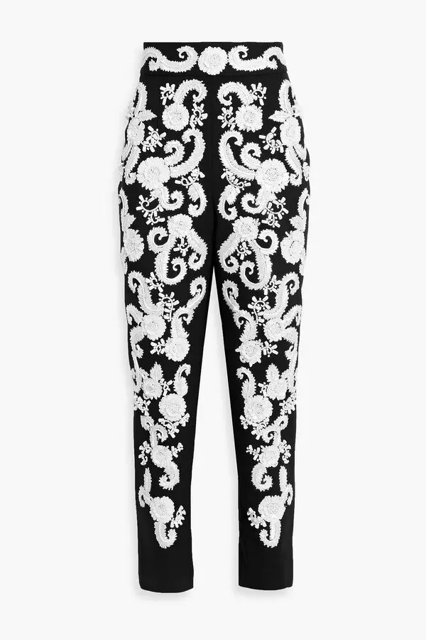Carolina Herrera Embellished Slim-leg Pants - Black