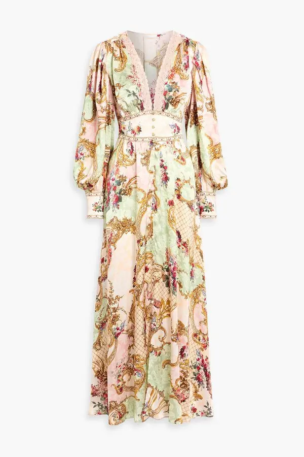 Camilla Printed Silk-satin Maxi Dress - Blush