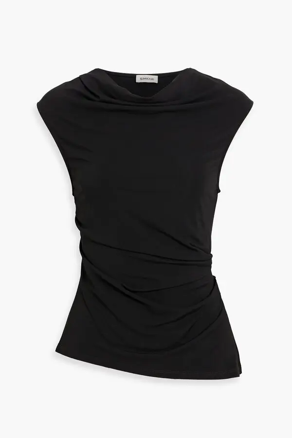 Simkhai Casmi Ruched Stretchjersey Top - Black