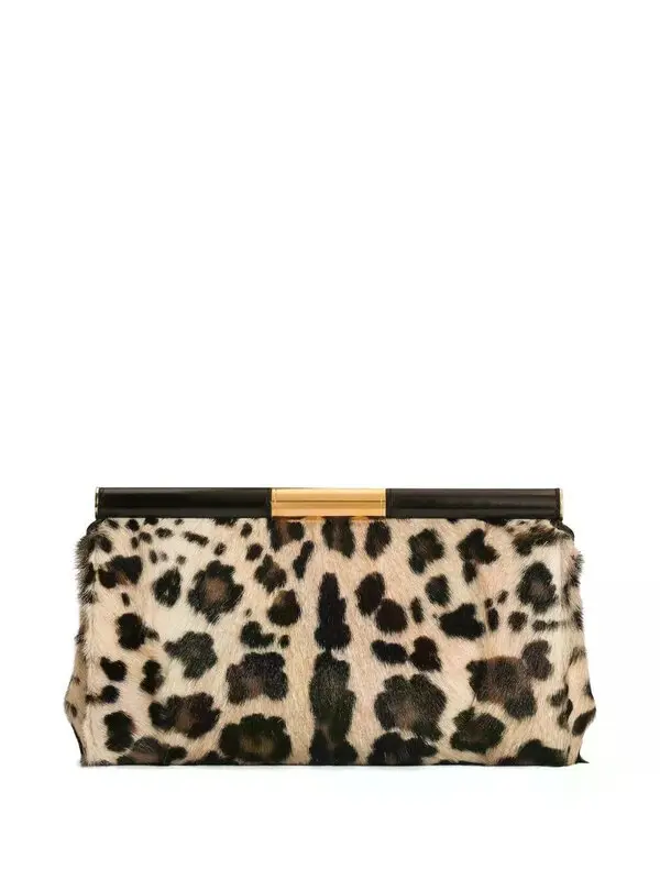 Dolce & Gabbana Marlene Leopard-print Chain Clutch Bag - Neutrals