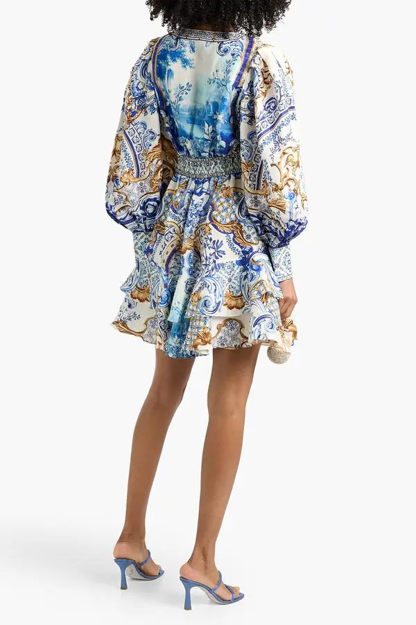Camilla Crystal-embellished Printed Mini Dress