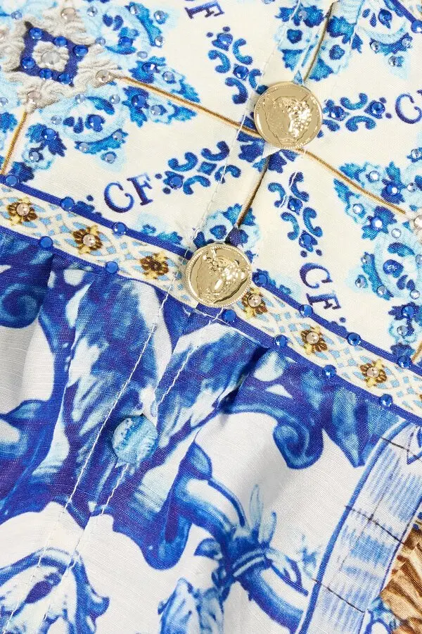 Camilla Crystal-embellished Printed Mini Dress