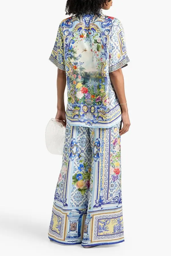 Camilla Printed Silk-twill Wide-leg Pants