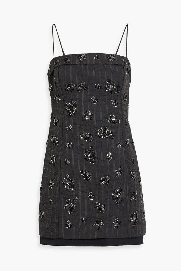Simkhai Anden Embellished Striped Mini Dress - Charcoal