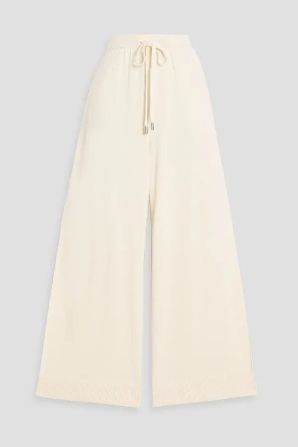 Simkhai Celine Cotton And Cashmere-blend Wide-leg Pants - Ivory
