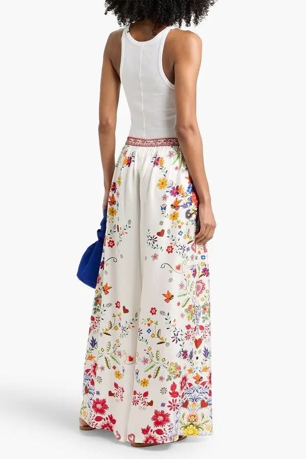 Camilla Crystal-embellished Printed Silk-twill Pants