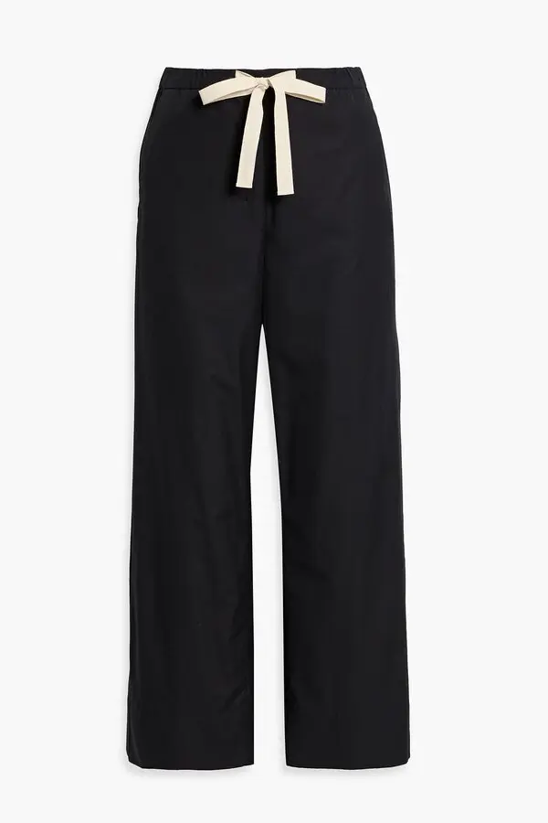 Max Mara Cotton-poplin Wide-leg Pants - Black