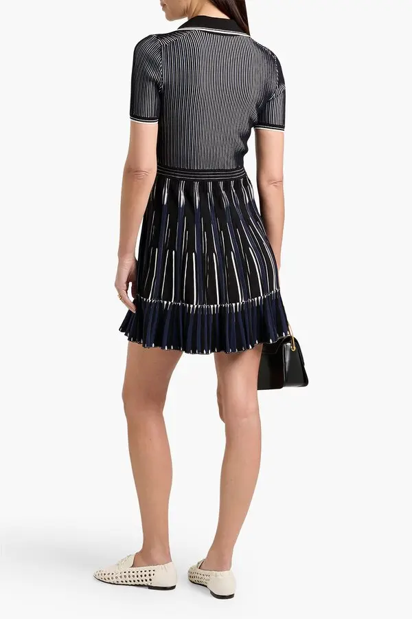 Simkhai Weslee Striped Intarsia-knit Mini Dress