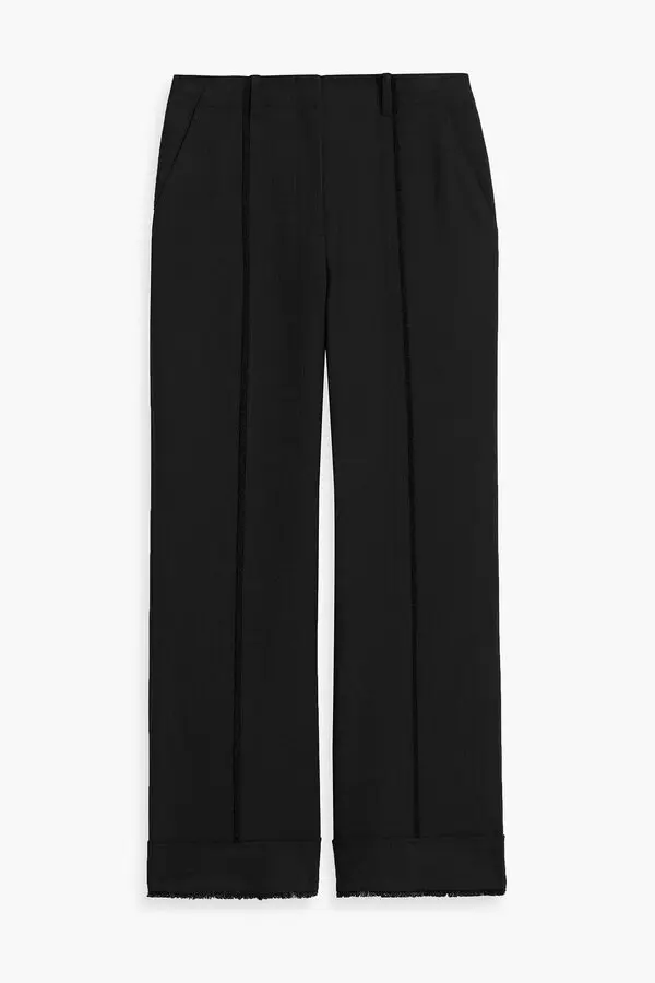 Simkhai Sully Cropped Frayed Twill Wideleg Pants - Black