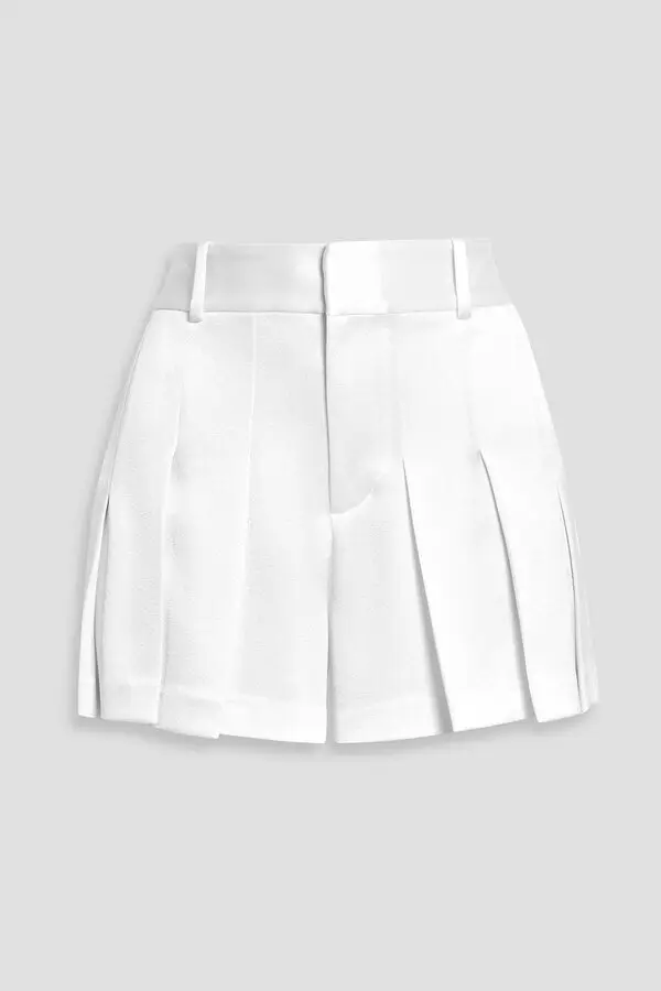 Alice + Olivia Simon Pleated Crepe Shorts - White