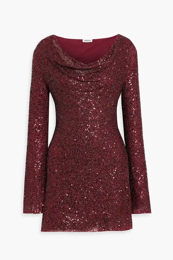Simkhai Emmy Draped Embellished Mini Dress - Claret