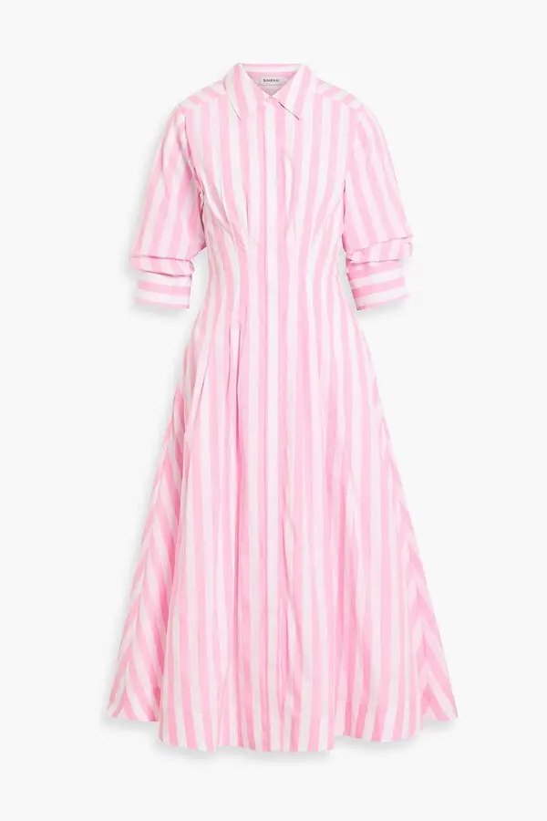 Simkhai Jazz Striped Cotton-poplin Midi Shirt Dress - Baby Pink