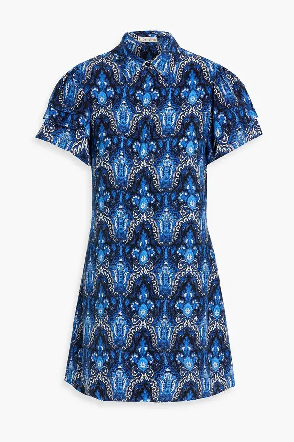 Alice + Olivia Jem Printed Shirt Dress - Royal Blue