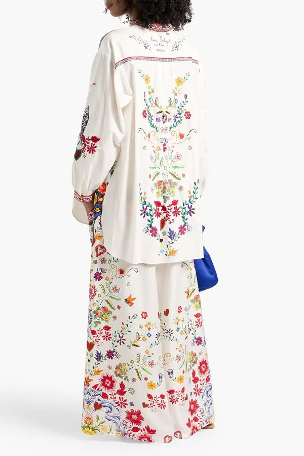 Camilla Printed Cotton-poplin Shirt With Embellishments