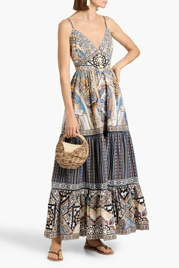 Camilla Crystal-embellished Printed Cotton Maxi Dress - Azure