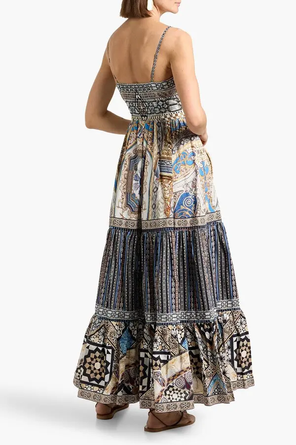 Camilla Crystal-embellished Printed Cotton Maxi Dress - Azure