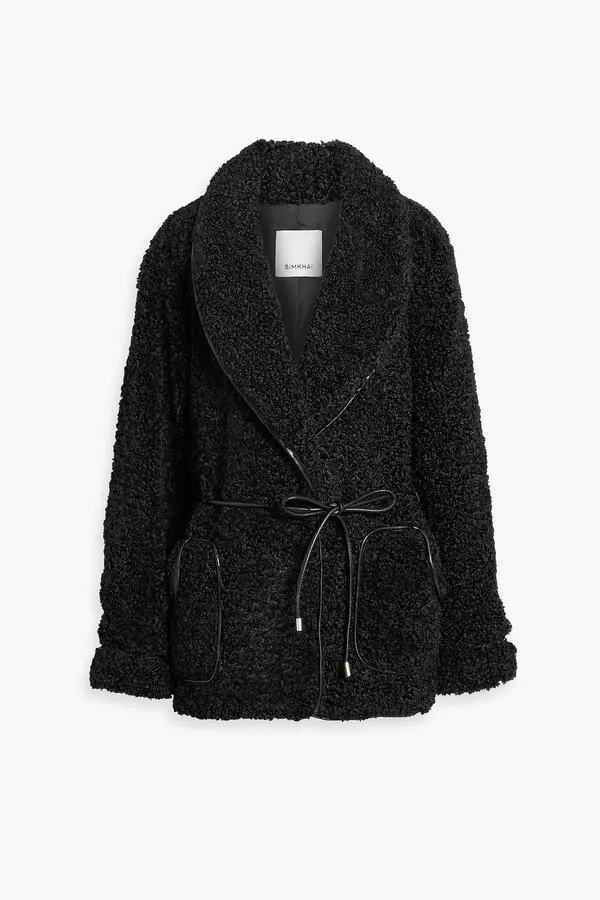 Simkhai Kimia Belted Teddy Fleece Jacket - Black