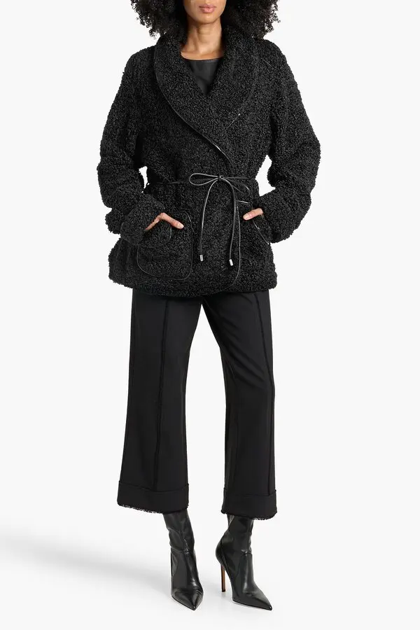 Simkhai Kimia Belted Teddy Fleece Jacket - Black