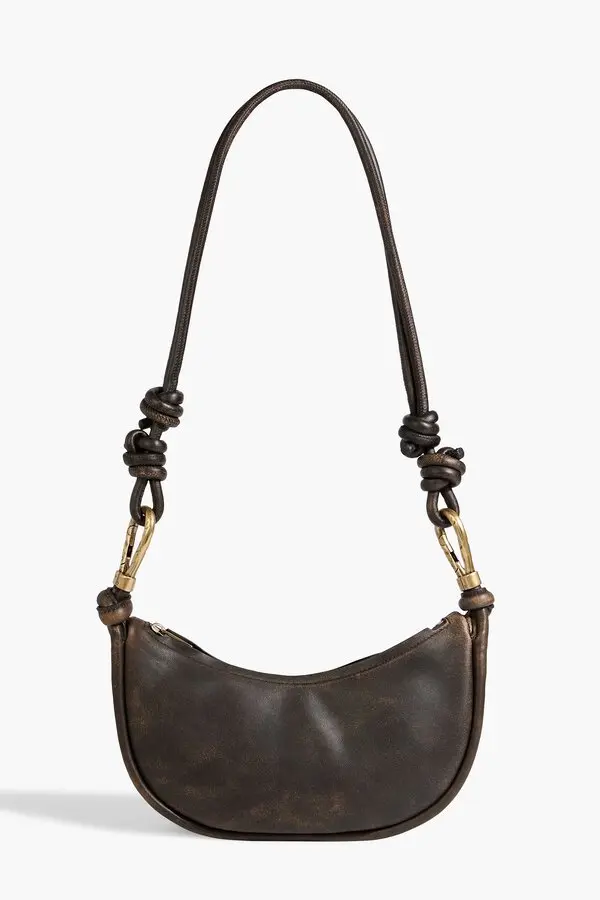 Simkhai Avery Distressed Leather Shoulder Bag - Chocolate