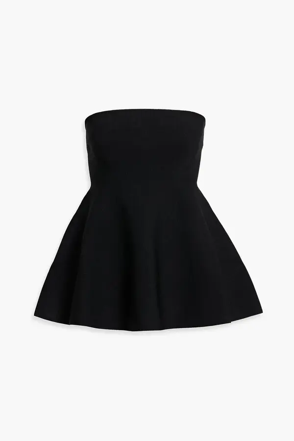 Simkhai Ioanna Strapless Stretchknit Peplum Top - Black