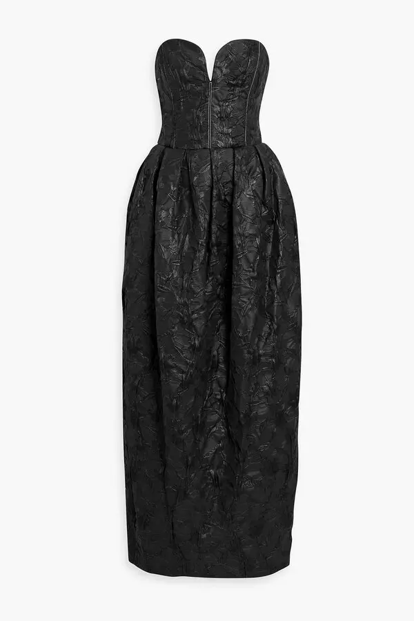 Simkhai Adeena Strapless Floral-jacquard Gown - Black