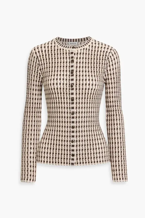 Simkhai Gracen Laser-cut Stretch-knit Cardigan