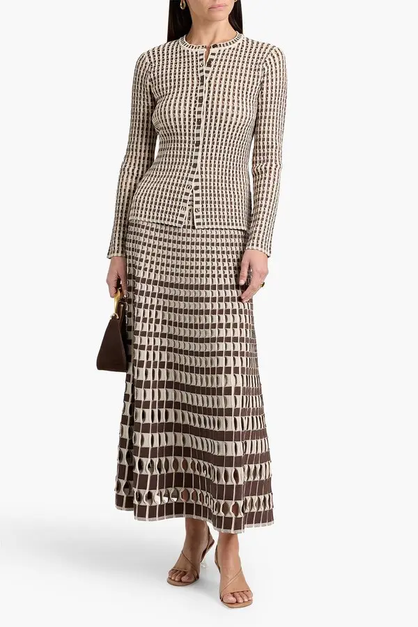 Simkhai Gracen Laser-cut Stretch-knit Cardigan
