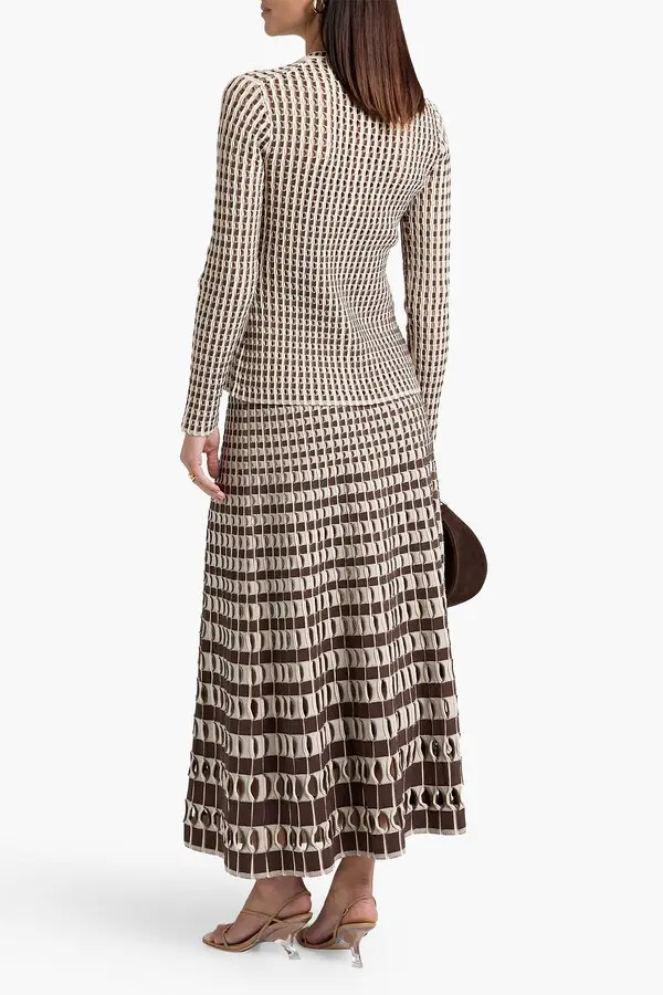 Simkhai Gracen Laser-cut Stretch-knit Cardigan