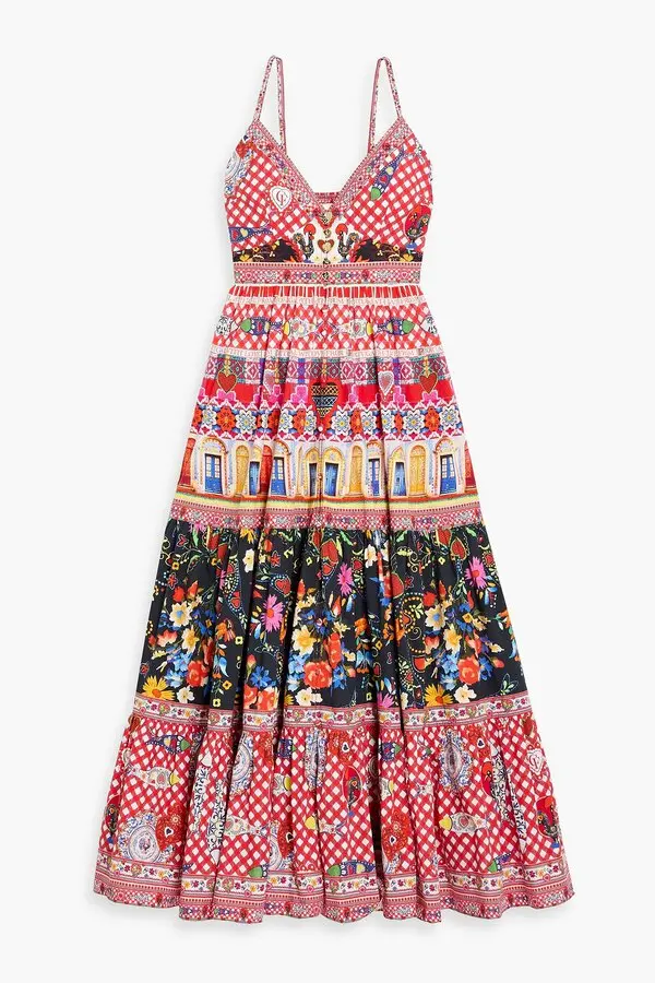 Camilla Crystal-embellished Printed Maxi Dress - Red