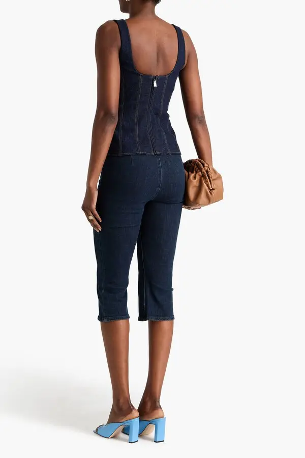 Simkhai Lachlan Denim Bustier Top - Dark Denim