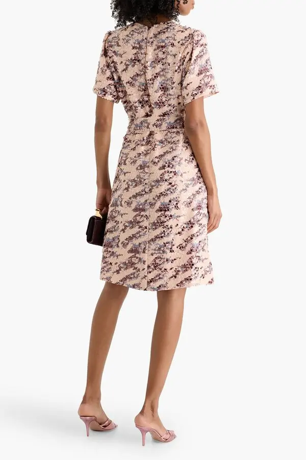 MIKAEL AGHAL Printed Embellished Crepe De Chine Dress