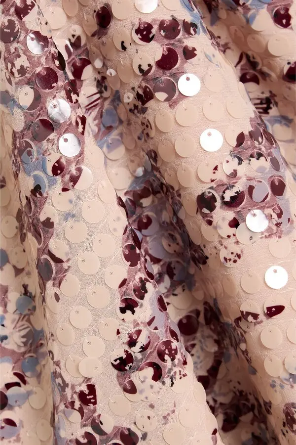 MIKAEL AGHAL Printed Embellished Crepe De Chine Dress