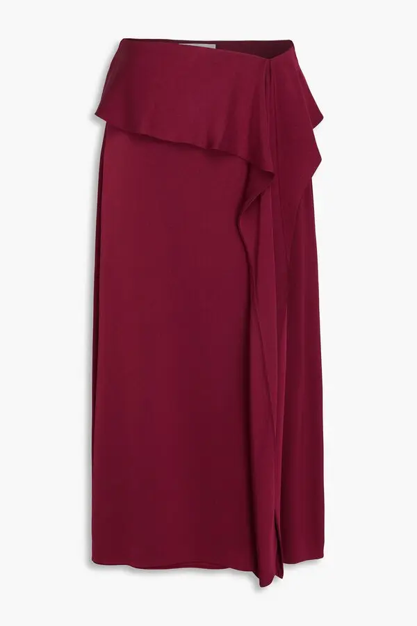 Simkhai Maria Draped Satin Midi Skirt - Claret