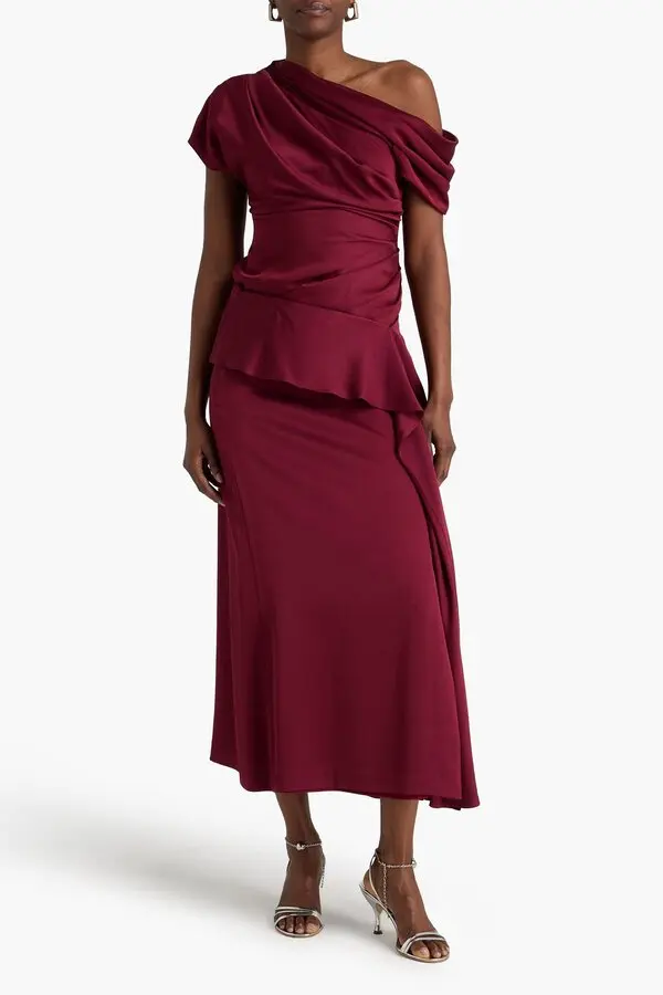 Simkhai Maria Draped Satin Midi Skirt