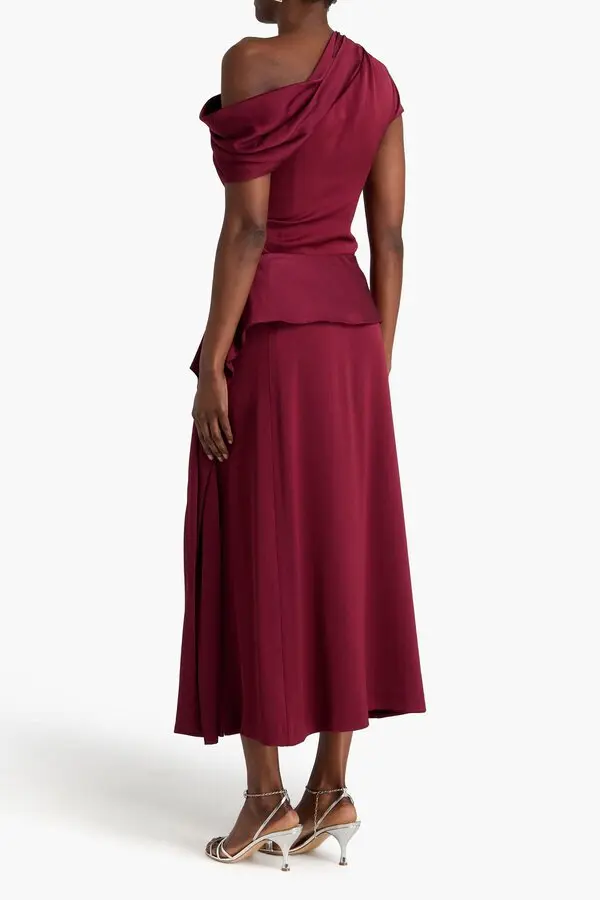 Simkhai Maria Draped Satin Midi Skirt